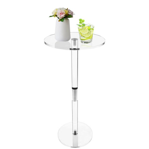 商品名:  CRAFTFORCE Clear Acrylic Drink Table, Small Round Side Table for Small Spaces, 10" L x 10" W x 21.3" H, Minimalist...