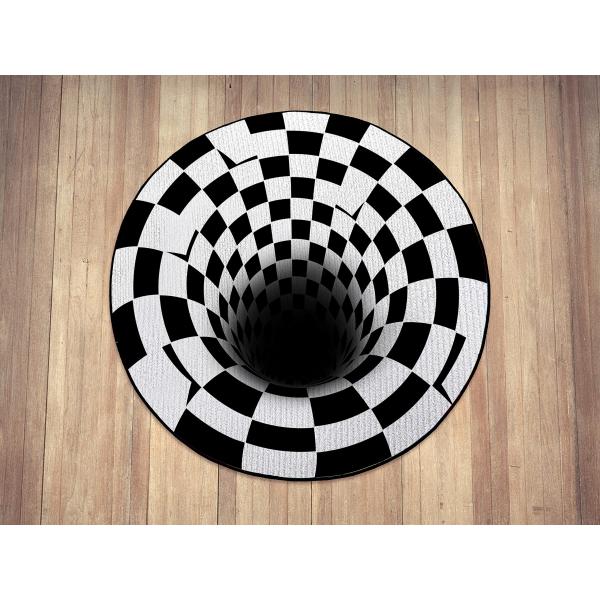 商品名:  Somiso 3D Vortex Illusion Rug, New Black White Plaid Round Rugs 3D Visual Optical Floor Mat, Abstract Geometric No...