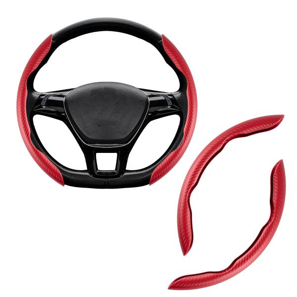 商品名: UREHEPO 自動車用カーボンファイバーハンドルカバー 滑り止め 通気性 マイクロファイバーレザー ハンドルラップカバー アクセサリー ユニバーサル レッド UREHEPO Car Carbon Fiber Steering W...
