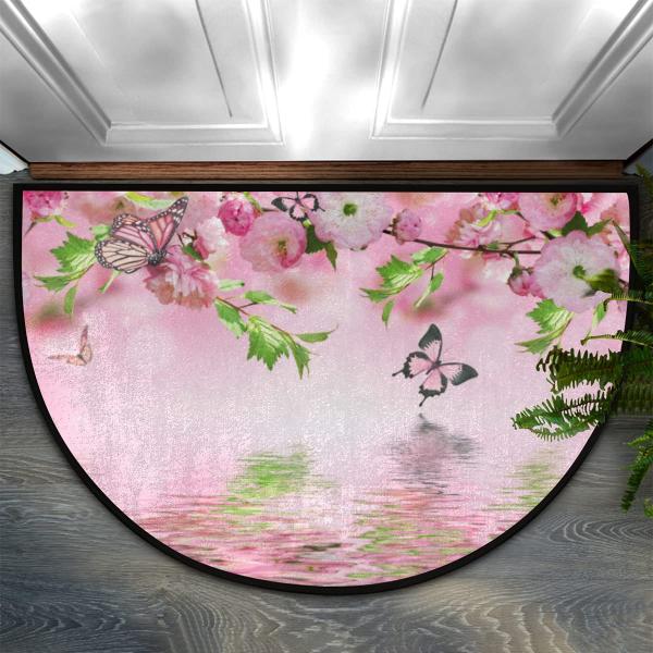商品名:  Half Round Door Mat Indoor Entrance,Floral Flower Rose Pattern Non Slip Absorbent Doormats, 24 x 36 Wear Resistant...