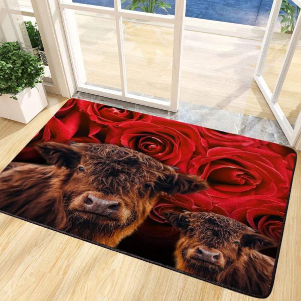 商品名:  Two Cow Carpets, Bedroom Red Carpet, Rose Carpet, Sofa Yellow Cow Carpet, Living Room Polyester Fiber Anti Slip Ca...