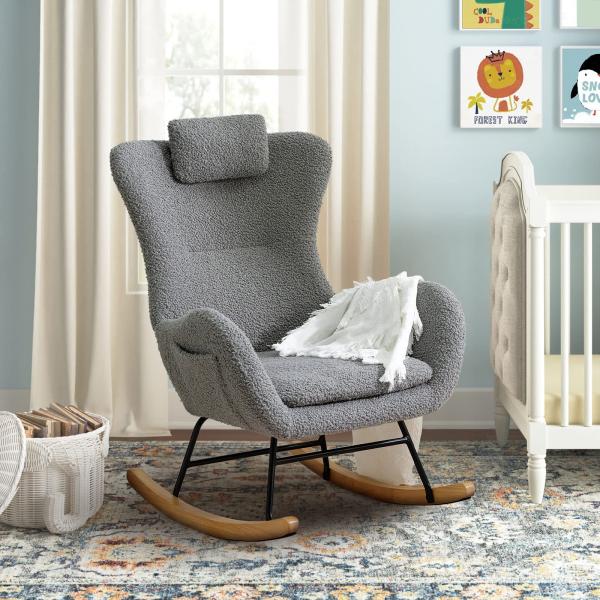 商品名:  Deolme Teddy Velvet Nursery Rocking Chair Comfy High Back Accent Chair Small Rocker mecedora de Bebe Modern Uphols...
