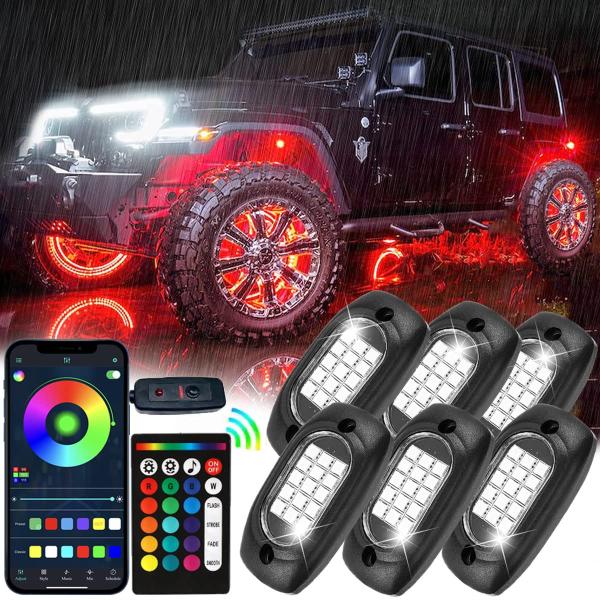 商品名:  6Pods Dreamcolor LED Rock Lights, Underglow RGB Neon Lights with Bluetooth App &amp; Remote Control, High Bright W...