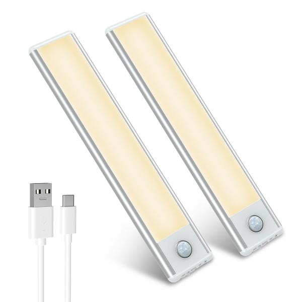 商品名:  AMIR Newest Motion Sensor Cabinet Light, 2 Pack 30-LED Wireless USB Rechargeable Under Counter Closet Lighting, Un...