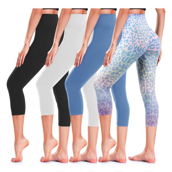 商品名:  4 Pack Capri Leggings for Women - High Waisted Capris Soft Tummy Control Butt Lift Yoga Pants Workout Tightsブランド: ...