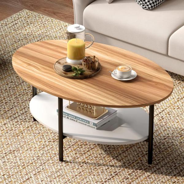 商品名:  Vastony Modern Black Oval Coffee Table, 35.4" Length Stylish Center Table for Small Spaces, Mid Century Wood Desig...
