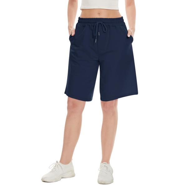 商品名:  SICVEK Womens Knee Length Bermuda Shorts Loose Fit Summer Cotton Comfy Lounge Shorts Drawstring with Pockets Navy,...