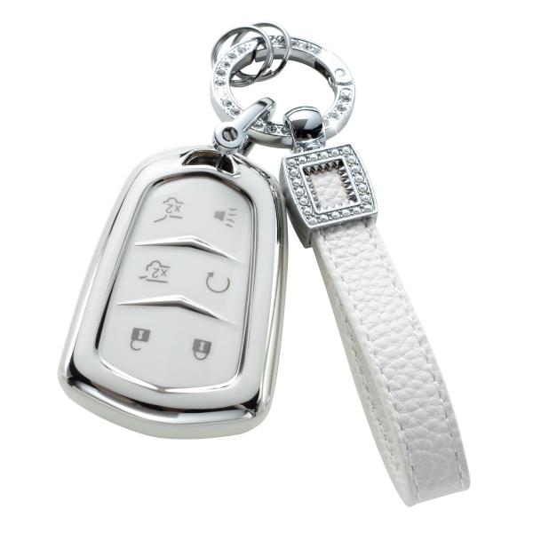 商品名: CHEZENHUI キャデラックキーフォブカバー マイクロファイバーレザーストラップ付き 車のキーケース シェル保護 キャデラックエスカレード CTS SRX ATS CT6 SRX XT5 スマートリモコン CHEZENHUI ...