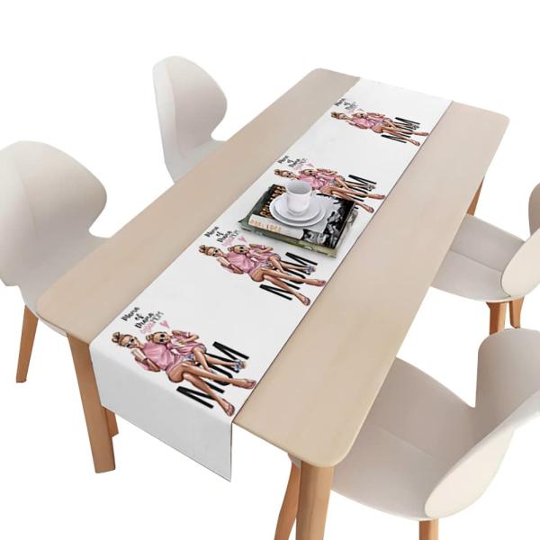 商品名:  Mother's Day Table Runner 13 X 70 Inch Farmhouse Rustic Spring Flowers Table Runner Non-Slip Linen Dresser Scarves...