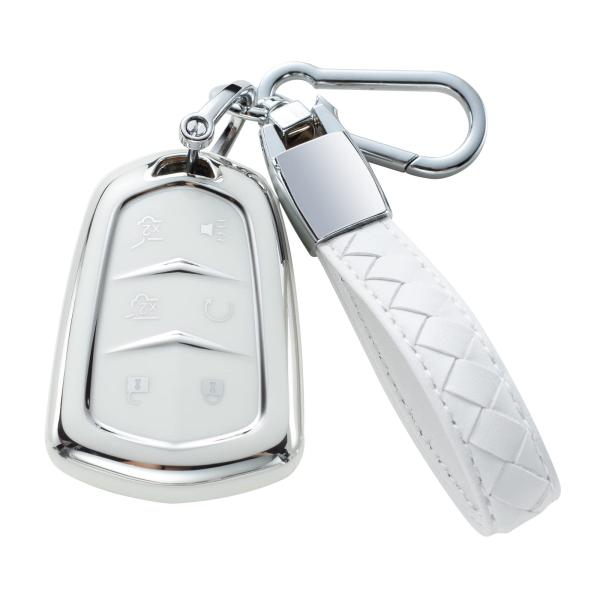 商品名: CHEZENHUI キャデラック C6 ボタンキーフォブカバー、グリーン CHEZENHUI Compatible with Cadillac Key Fob Cover with Leather Lanyard, Car Key...