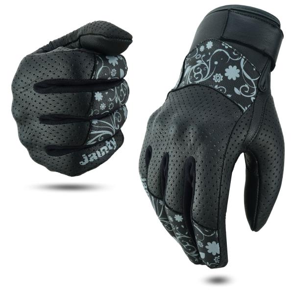 商品名:  JAUNTY Motorcycle Gloves for Women Leather Riding Touchscreen Gloves for Ladies with Hard Knuckle Perforated Breat...
