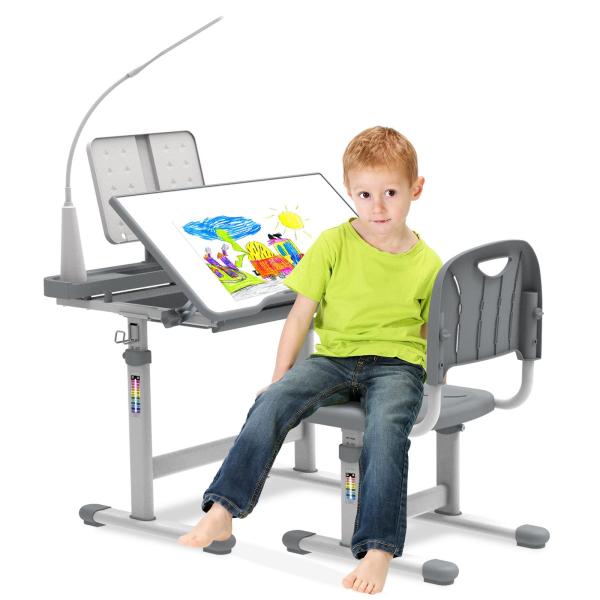 商品名:  Wrilibo Kids Desk and Chair Set 5-8 Year Old, Kids Study Desk with Light, 40 Degree Tilted Tabletop Desk for Kids,...