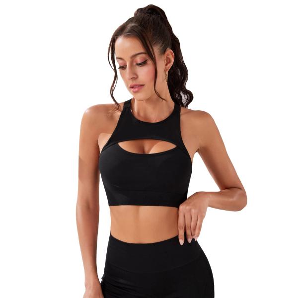 商品名:  OYOANGLE Women's Cut Out Crisscross Backless Solid Yoga Sports Slim Fit Crop Tank Top Black Mブランド: OYOANGLE商品サイズ: ...