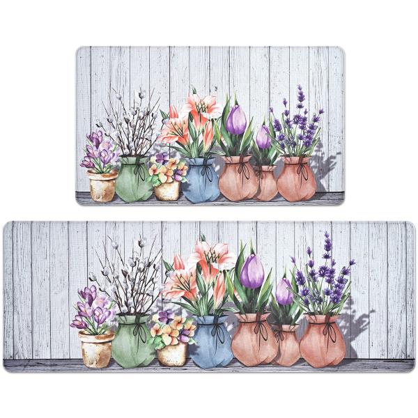 商品名:  Yinhua Farmhouse Kitchen Mats for Floor 2 Piece, Spring Watercolor Floral Kitchen Rugs Set, Cushioned Anti Fatigue...