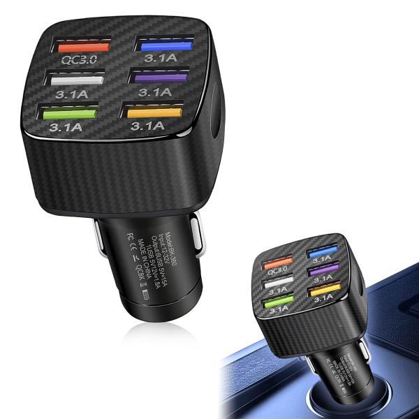商品名: Ajxn Pack-1 車用充電器アダプター 6USBマルチポート高速充電器 QC3.0 USB高速充電器 ほとんどの携帯電話に対応 iPhone Samsung Galaxy Note S10/S9/S8 (ブラック) Ajxn...