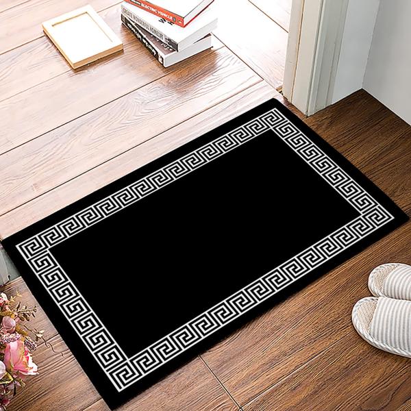 商品名:  Welcome Rectangular Door Mat Black Greek Key Pattern Geometric Entrance Way Rugs Doormats Soft Non-Slip Washable B...
