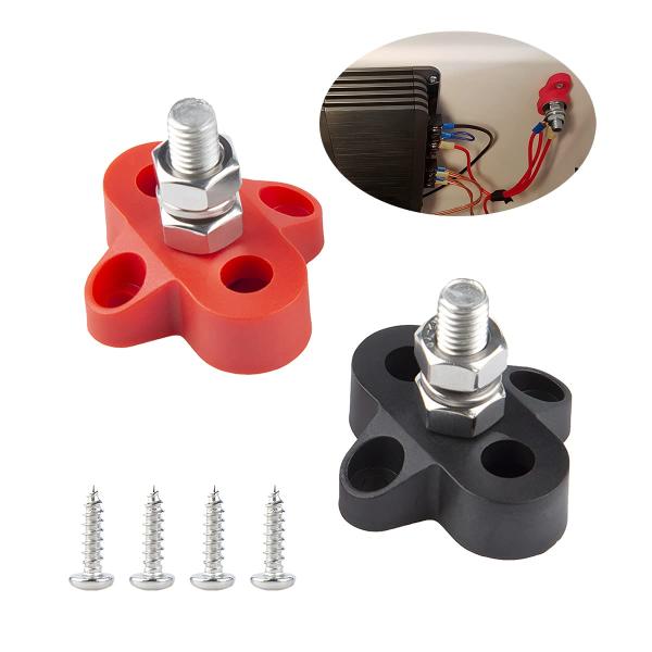 商品名: zipelo 5/16インチバスバー、配電ジャンクションブロックポストプラスマイナス、M8 48V端子絶縁デュアル/シングルスタッド、トラックRVボート用カーアクセサリー 2個 zipelo 2Pcs 5/16"Bus Bar, ...