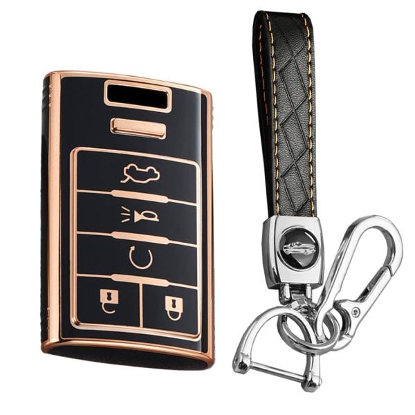 商品名:  KUNIO Car Key Fob Cover Case Fit for Cadillac ATS XTS SLS SRX CTS Key Protective Cover Keychain TPU Key Holder 5 B...