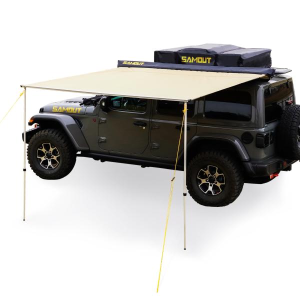商品名: SAMOUT 車用オーニング 4フィート x 8フィート ルーフトッププルアウト PU10000mm 耐候性 リップストップ UV50+ ジープ/SUV/トラック/バン用 SAMOUT Vehicle Awning, 4.6ft ...
