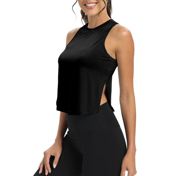 商品名:  Mippo Workout Tank Top Athletic Shirts Gym Crop Tops Exercise Sports Shirts High Neck Tank Tops Cute Summer Workou...