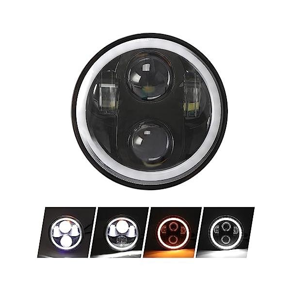商品名: SUNPIE バイク用ヘッドライト 5-3/4 5.75 ホワイトイエローヘイロー DRL LED 防水 Harley Sportster Dyna Low Rider Street Bob lron 883 1200 Softa...