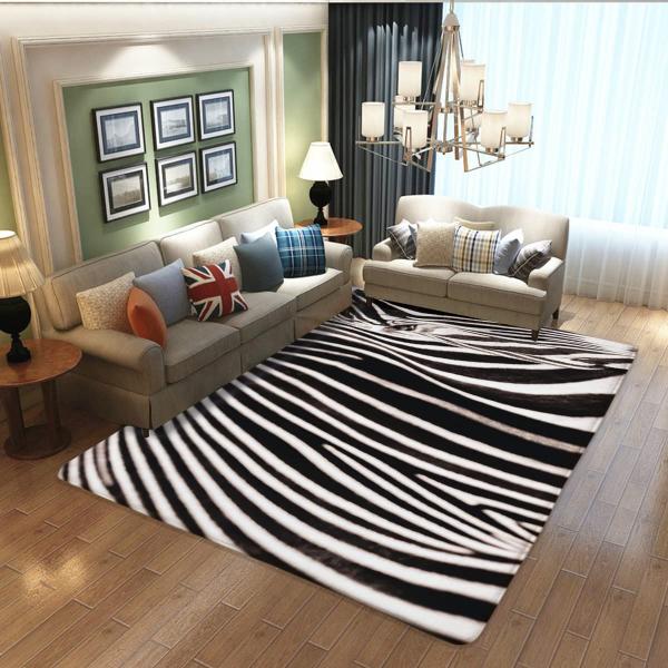 商品名:  EMOSHA Large Zebra Area Rug,Modern Animal Zebra Print Floor Carpet Black and White Rug Comfortable Soft with Non-S...