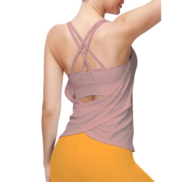 商品名:  MotoRun Workout Tank Tops Activewear Built in Bra Strappy Yoga Tops Athletic Open Back Shirts Activewear for Women...