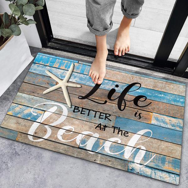 商品名:  KXO Life is Better at The Beach Starfish Indoor Doormat Front Door Mats, Water Absorbent Non Slip Entrance Rugs, R...