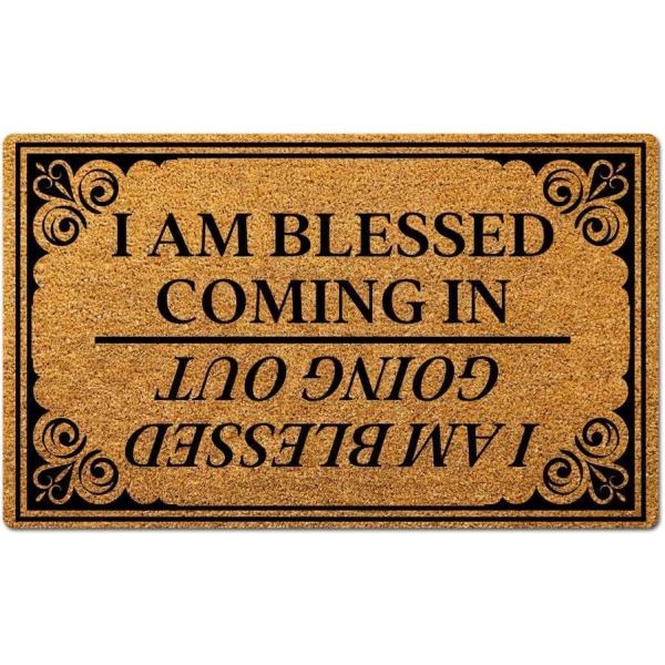商品名I am Blessed Coming in I am Blessed Going Out Home Welcome Funny Decoration Doormat Entrance Way Non-Slip Door Mats F...