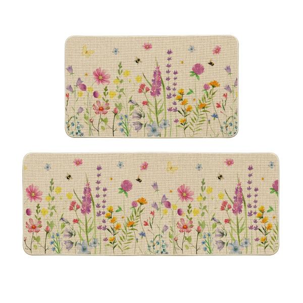 商品名:  Flowers Lavender Spring Kitchen Mats Set of 2, Summer Home Decor Low-Profile Kitchen Rugs for Floor - 17x29 and 17...