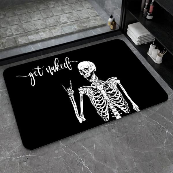 商品名:  Black Funny Skull Non-Slip Volume Super Absorbent Fast Drying for Bathroom Kitchen Door mat,Eco-Friendly Easy to C...