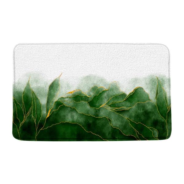 商品名:  Abstract Marble Bath Mat Green Marble Texture Cracked Mixed Gold Line Stripe Leaves Modern Ink Leaf Ombre Watercol...