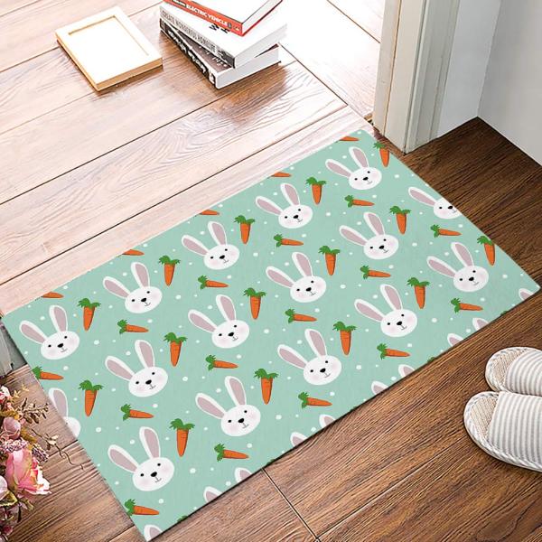 商品名:  Easter Entrance Floor Mat Personalized Doormat Rabbit Carrot Welcome Door Mat Low Profile Non Slip Entry Rugs for ...