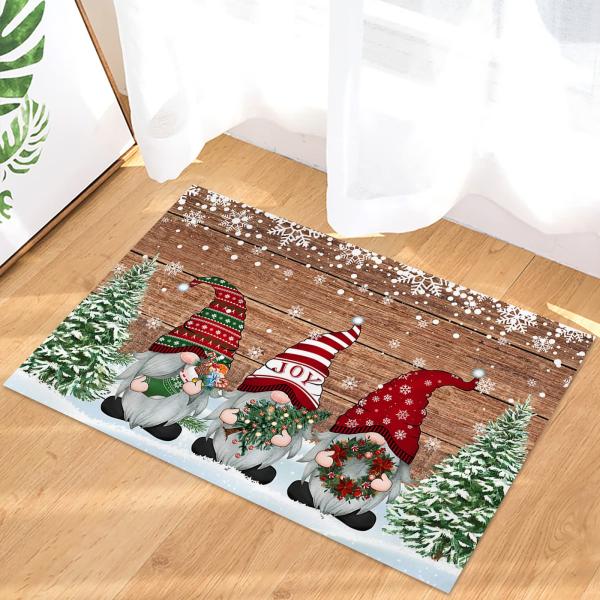 商品名:  Christmas Gnome Rustic Wooden Entrance Floor Mat Personalized Doormat Snowflake Tree Welcome Door Mat Low Profile ...