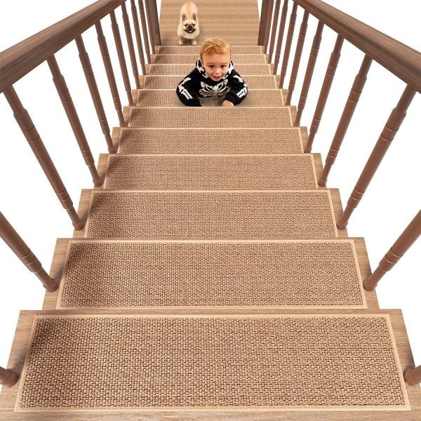商品名:  PADOOR Non Slip Stair-Treads,Rubber Backing Stair-Runners for Wooden Steps,15PCS Residue Free Carpet Stair Treads ...