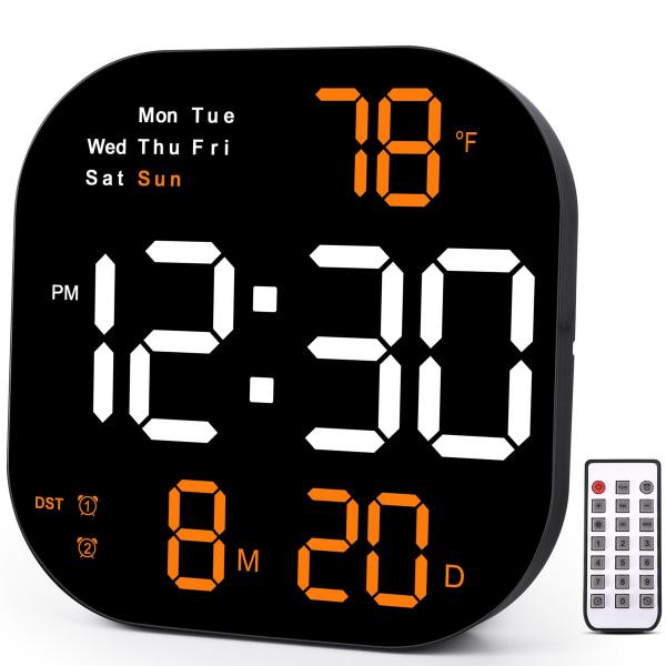 商品名:  SZELAM Digital Wall Clock Large Display, 10.5” LED Digital Clock with Date and Temperature, Auto Dimming, Day of W...