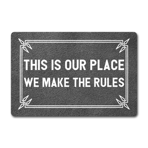 商品名:  Funny Welcome Doormat Indoor Entrance Mats for Front Door This is Our Place We Make The Rules Personalized Monogra...