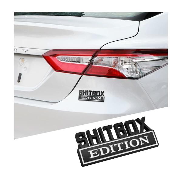 商品名: zipelo Shitbox Edition カーエンブレム 3Dパーソナライズ文字フェンダーバッジステッカー 粘着カーテールゲートメタル交換用デカール トランクデコレーション トラック、SUV用ネームプレートアクセサリー (ブラ...