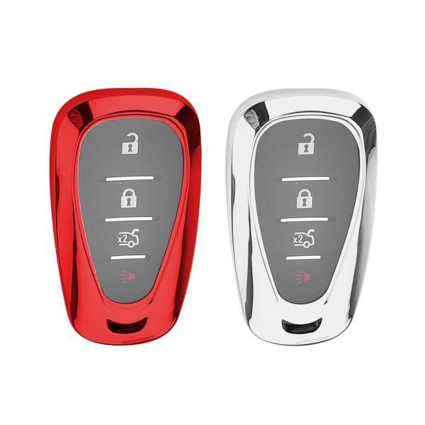 商品名: Xotic Techセット(2個) レッド + シルバー TPU キーフォブシェル フルカバーケース シボレー カマロ マリブ・インパラクルーズ スパークボルト ボルト Equinox Tahoe Silverado ソニック ス...