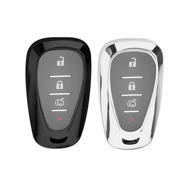 商品名: Xotic Techセット(2個) ブラック + シルバー TPU キーフォブシェル フルカバーケース シボレー カマロ マリブ・インパラクルーズ スパークボルト ボルト Equinox Tahoe Silverado ソニック ...