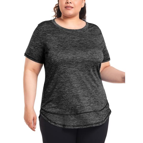 商品名:  Abrooical Plus Size Workout Tops for Women Short Sleeve Loose Fit Shirts Athletic Gym Yoga Clothing Black X-Largeブ...