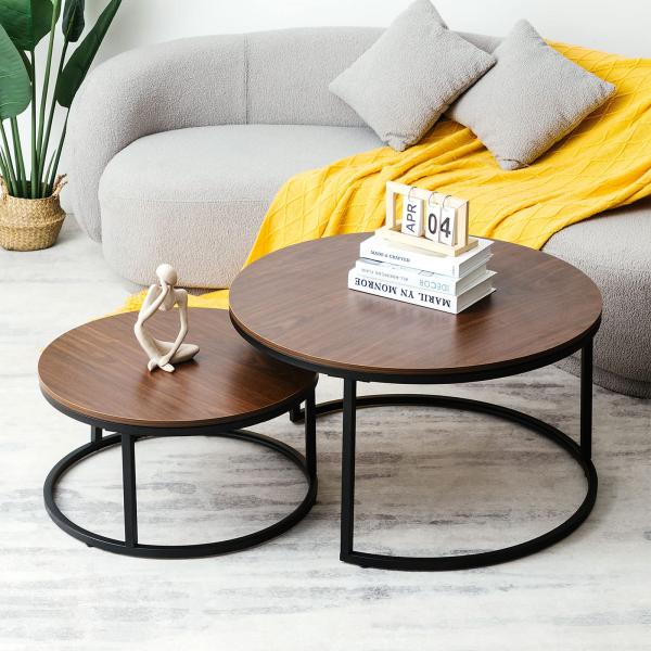 商品名:  Geetery Coffee Tables for Living Room Set of 2 Large Small Round Nesting Tables Stacking End Table Top Sturdy Meta...