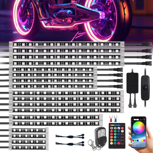 商品名:  SUNPIE Motorcycle LED Underglow Kit w/Brake &amp; Turn Signal, Multi-Color Motorcycle LED Strips with APP/IF/RF Co...