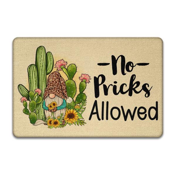 商品名:  Summer Door Mat No Pricks Allowed Cactus Gnome Doormat Indoor Outdoor Entrance Floor Mat Non-Slip Funny Welcome Ma...