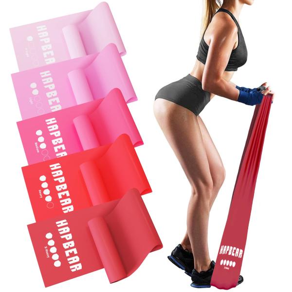 商品名: HAPBEAR レジスタンスバンドセット 伸縮性エクササイズバンド 5つの抵抗レベル 肌に優しいTPEストレッチバンド ホームワークアウト 回復 理学療法 ヨガ ピラティス リハビリ 筋力トレーニング レッド HAPBEAR Re...