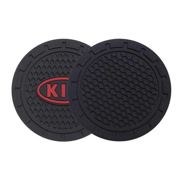 商品名: 2個 ブラック カーカップホルダー コースター キア カーアクセサリー PVC カーカップマット K3 K5 Soul Optima Forte アクセサリー用 (2.75 x 2.75インチ) 2PCS Black Car Cu...