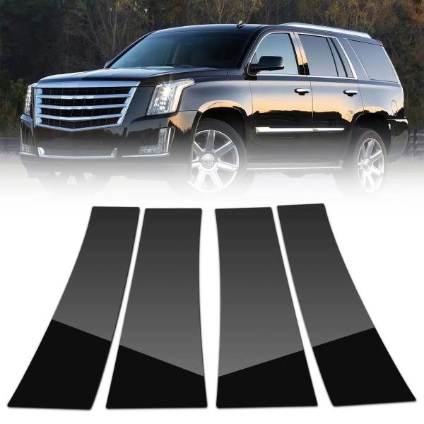 商品名: ACLONG 光沢ブラックステンレススチールピラーポスト ドアウィンドウトリム キャデラックエスカレード2007-2014に対応 傷防止ステッカー ドアピラーモールディングカバーセット 4枚セット ACLONG Stainless...