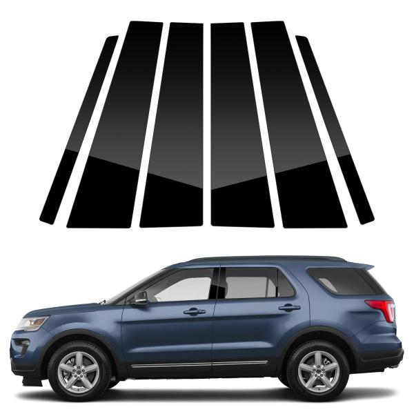 商品名: ACLONG ステンレススチール光沢ブラックピラーポスト ドアウィンドウトリム フォードエクスプローラー 2011 2012 2013 2014 2015 2016 2017 2018 2019用 傷防止ステッカー ドアピラーモー...