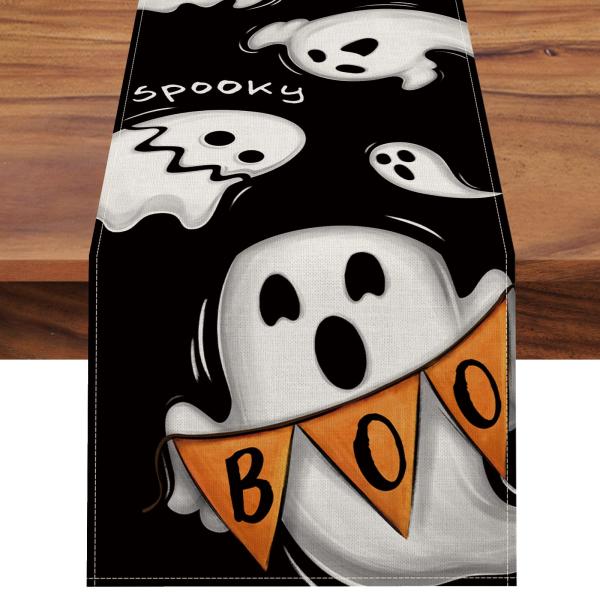 商品名:  Seliem Halloween Boo Ghost Table Runner, Spooky Funny Holiday Black Kitchen Dining Table Decor, Fall Seasonal Home...