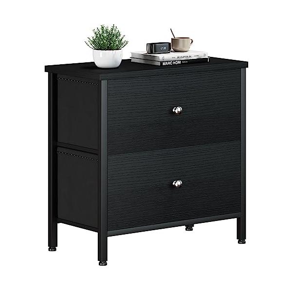 商品名:  BOLUO Black Nightstand 2 Drawer Dresser for Bedroom,Small Night Stand End Table with Fabric Drawers Modernブランド: BO...